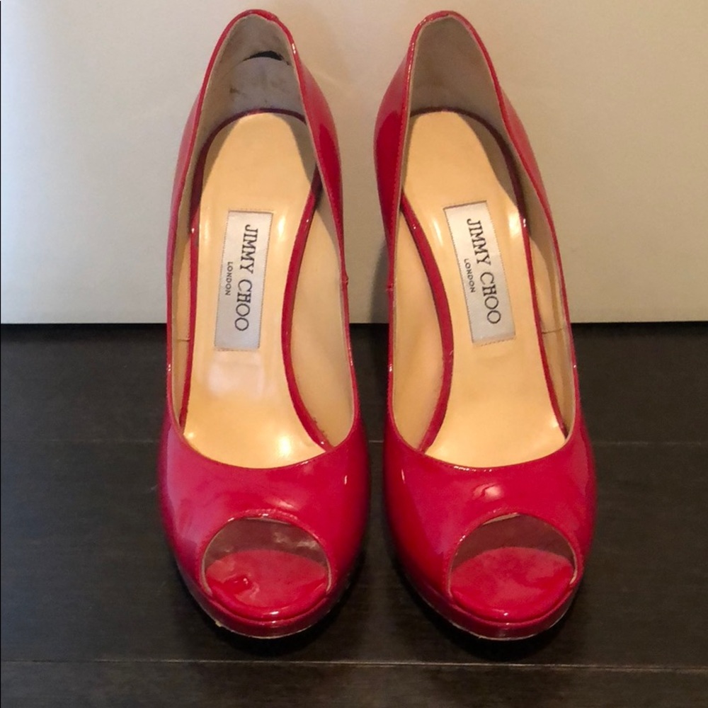 Jimmy Choo Red Patent Leather Pumps. - Gem